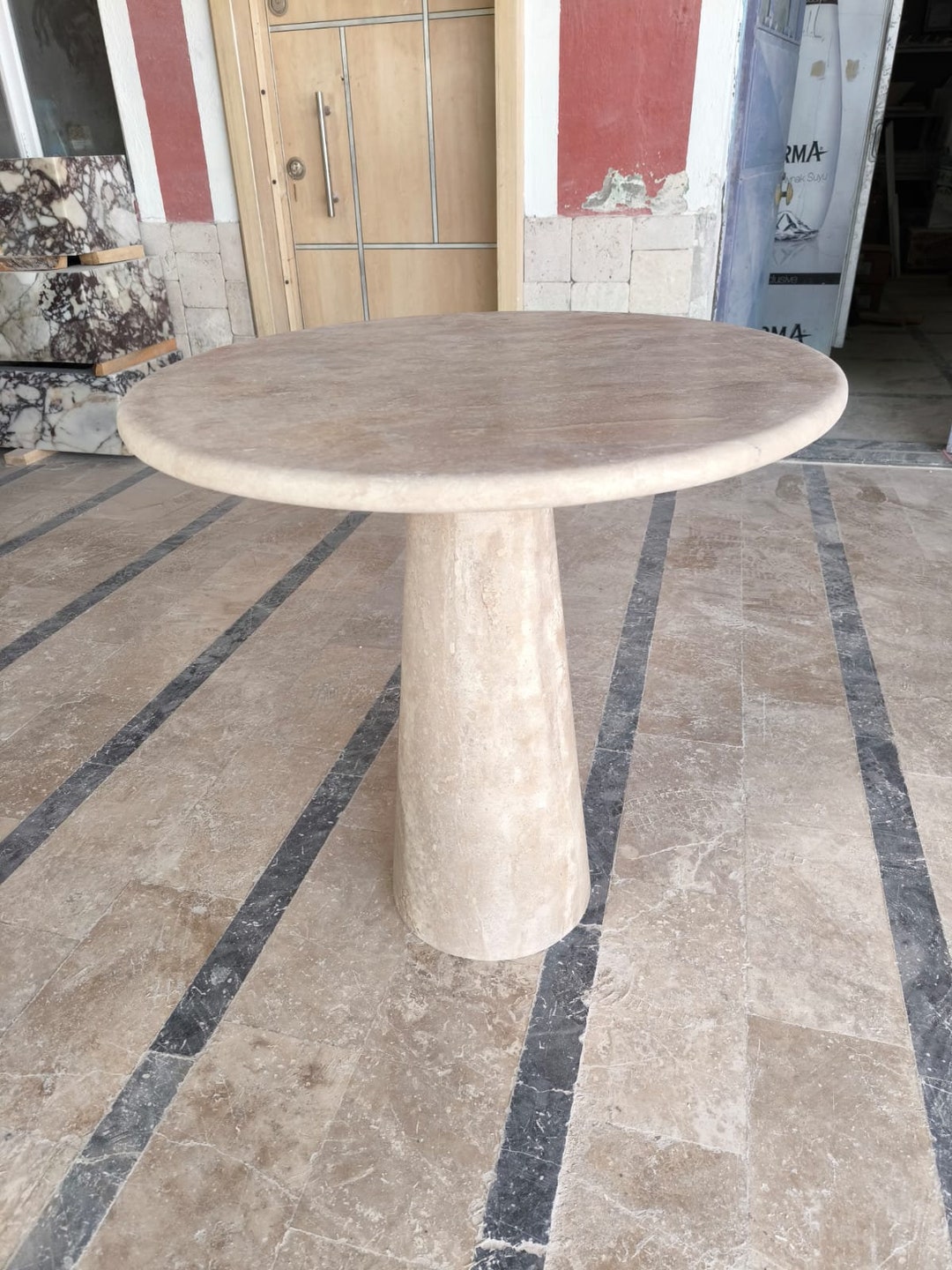 Travertine Plinth Coffee Table , Vintage Table, Travertine End Table ...