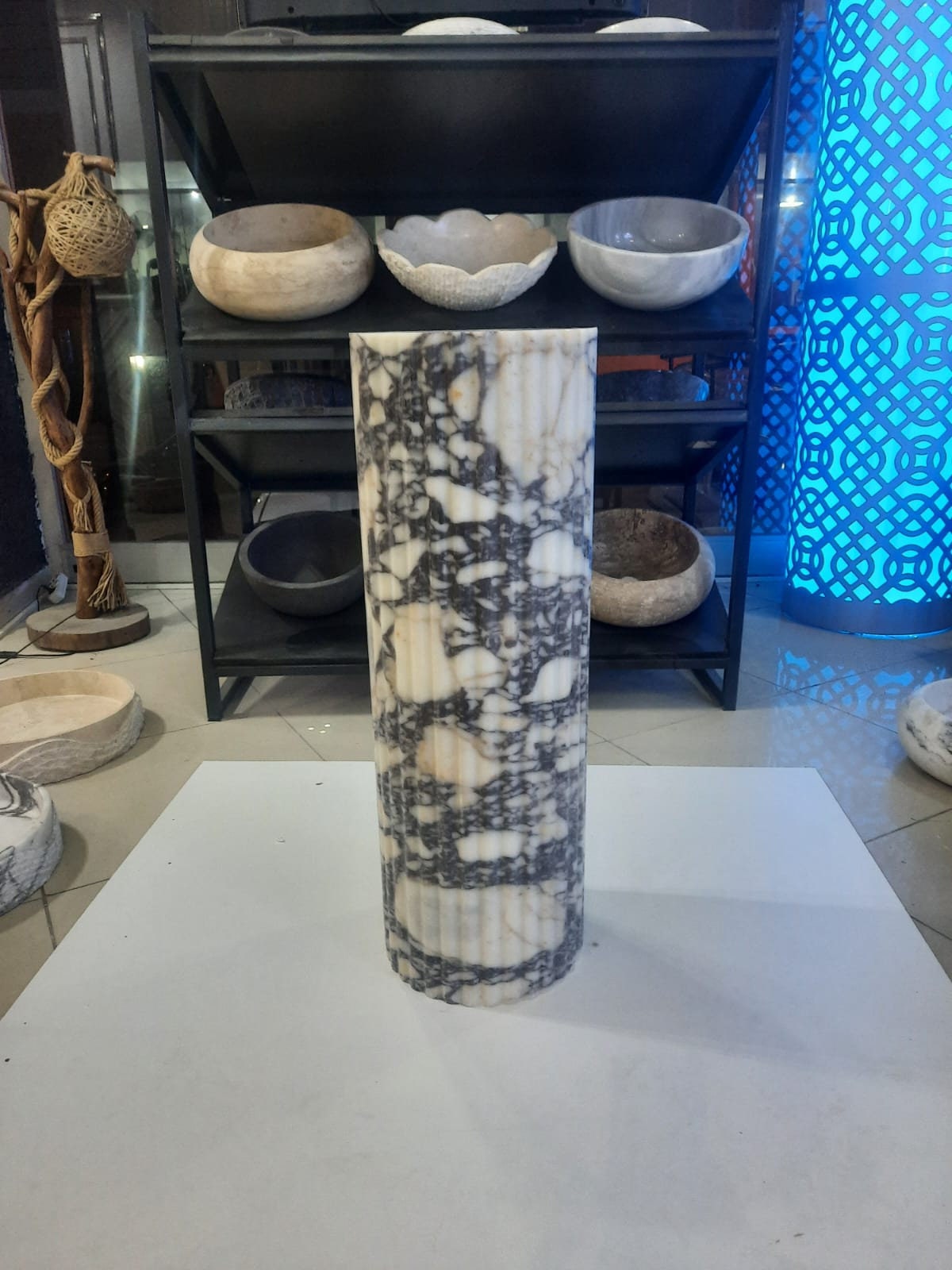Calacatta Viola Fluted Marble Side Table, End Table, Italian Marble 100 ...