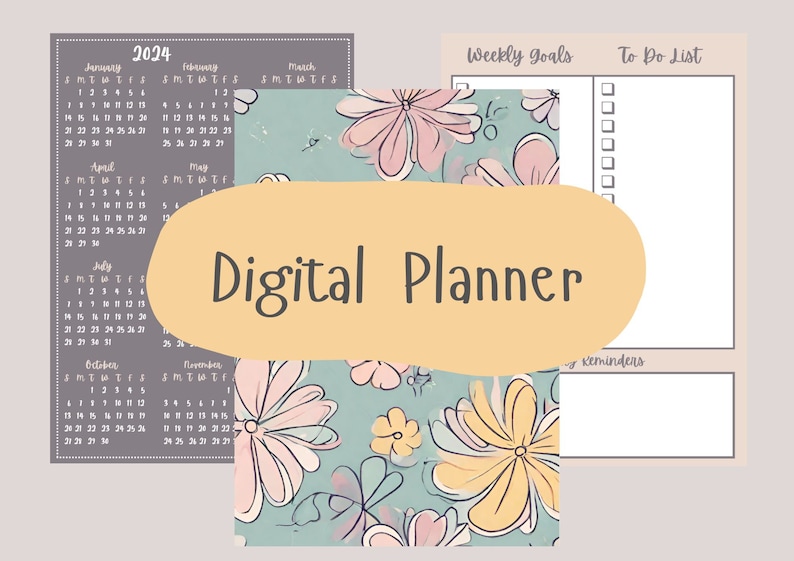 Pastel Flower Digital Planner Weekly Schedule Simple & Easy Aesthetic ...