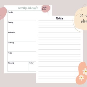 Pastel Flower Digital Planner Weekly Schedule Simple & Easy Aesthetic ...