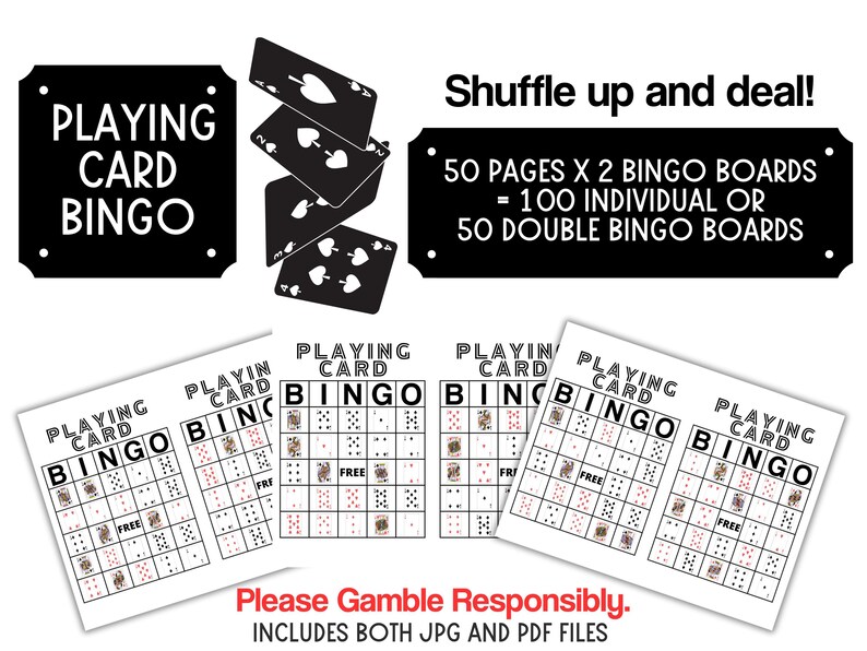 Playing Card Bingo Printable Game Boards | Digital Download Bingo PDF ...