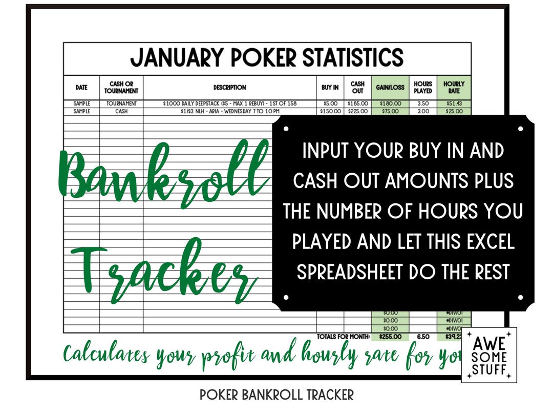 Poker Bankroll Spreadsheet DIGITAL DOWNLOAD | Win Loss Bankroll Tracker for DIY Poker Players - Etsy