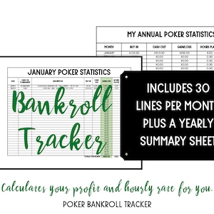 Poker Training DIGITAL DOWNLOAD: Poker Bankroll Spreadsheet, Blank ...