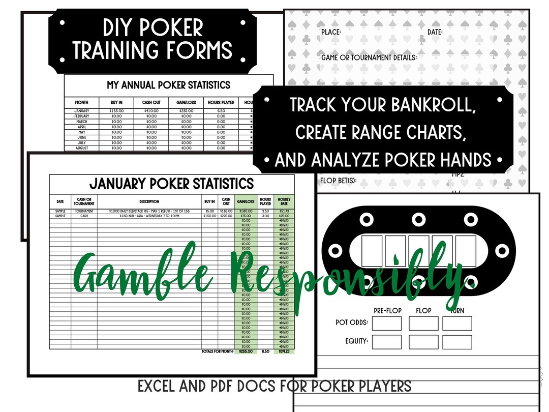 Poker Training DIGITAL DOWNLOAD: Poker Bankroll Spreadsheet, Blank ...