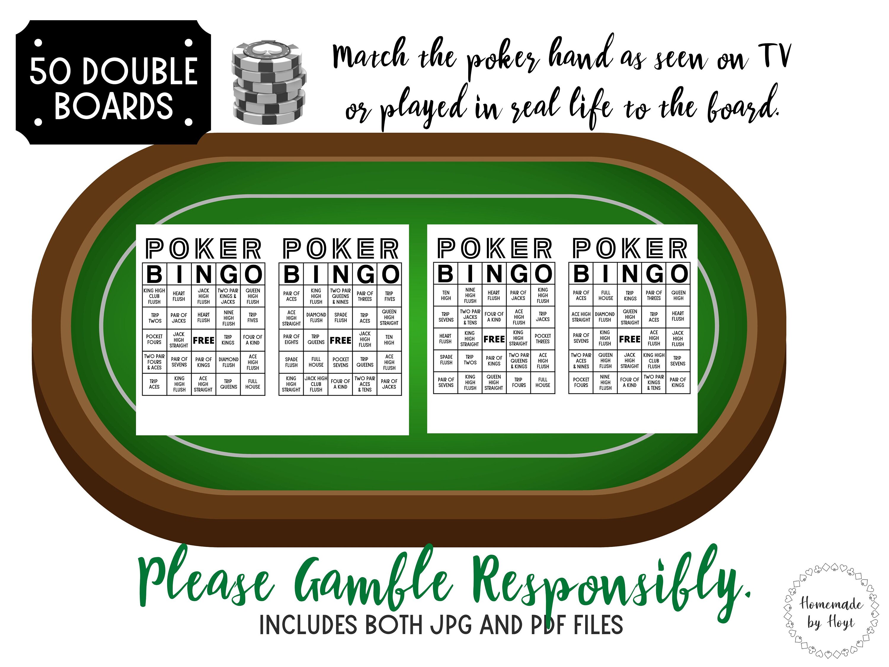 Poker Bingo Printable Game Boards Digital Download Bingo - Etsy