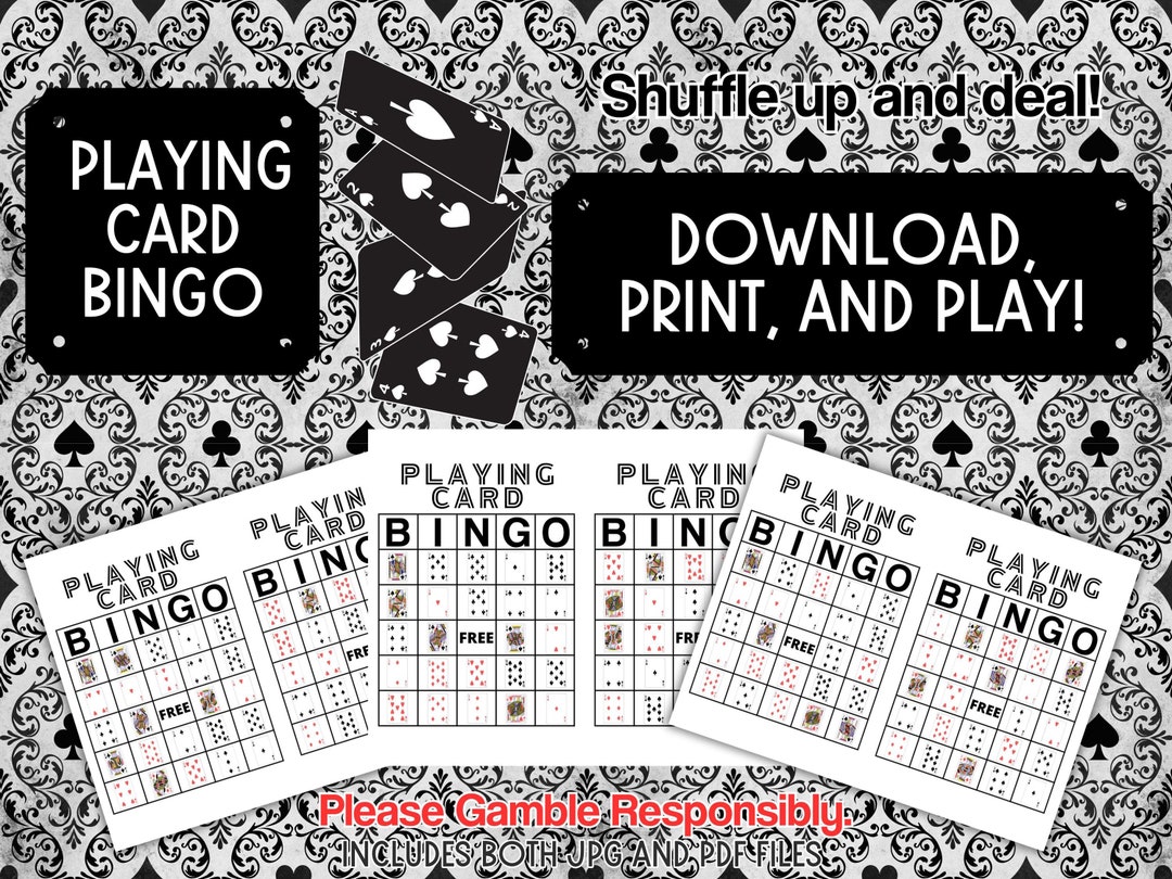 Playing Card Bingo Printable Game Boards | Digital Download Bingo PDF ...