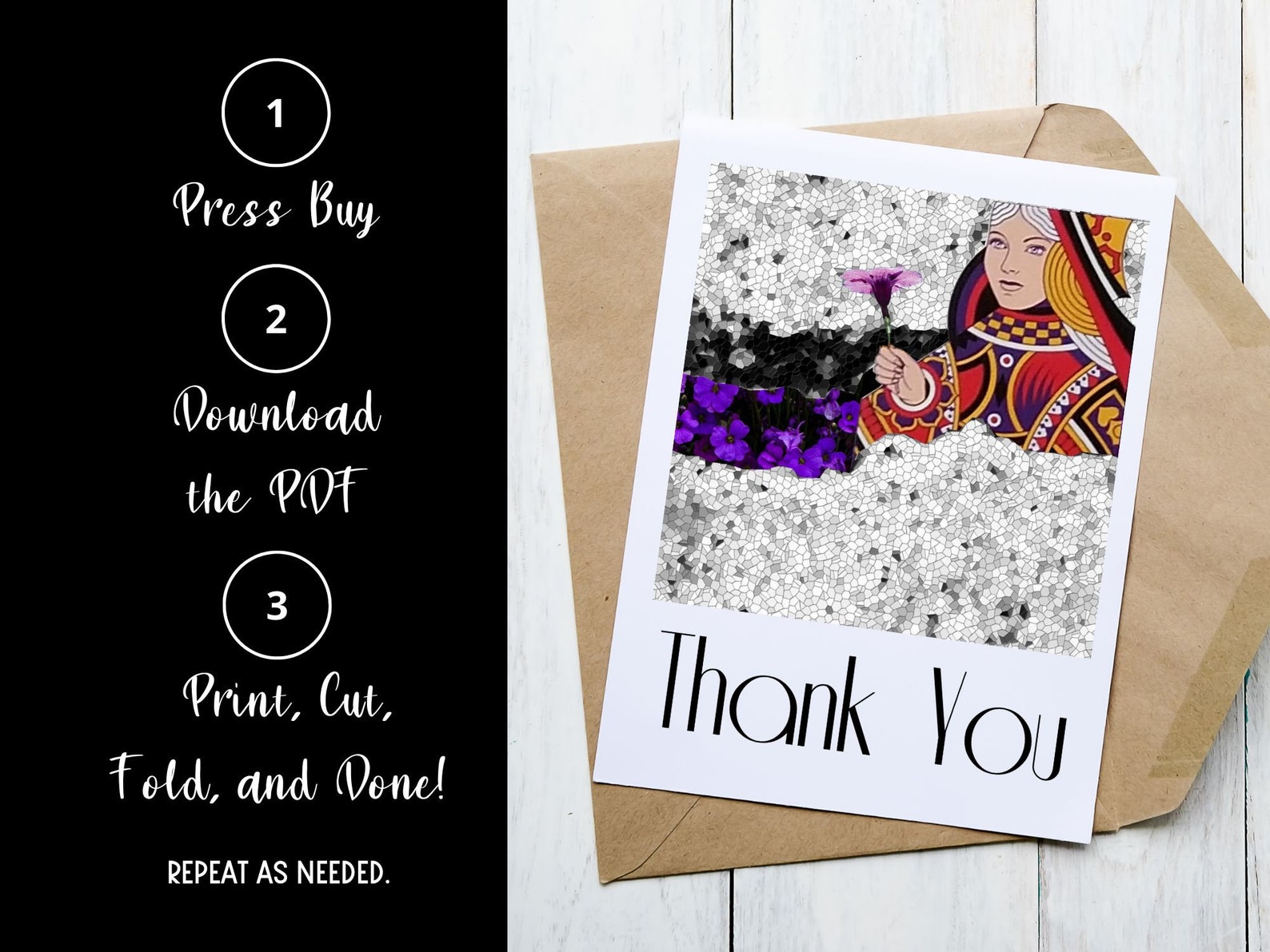 Flower Queen Printable THANK YOU Card Digital Download Las - Etsy