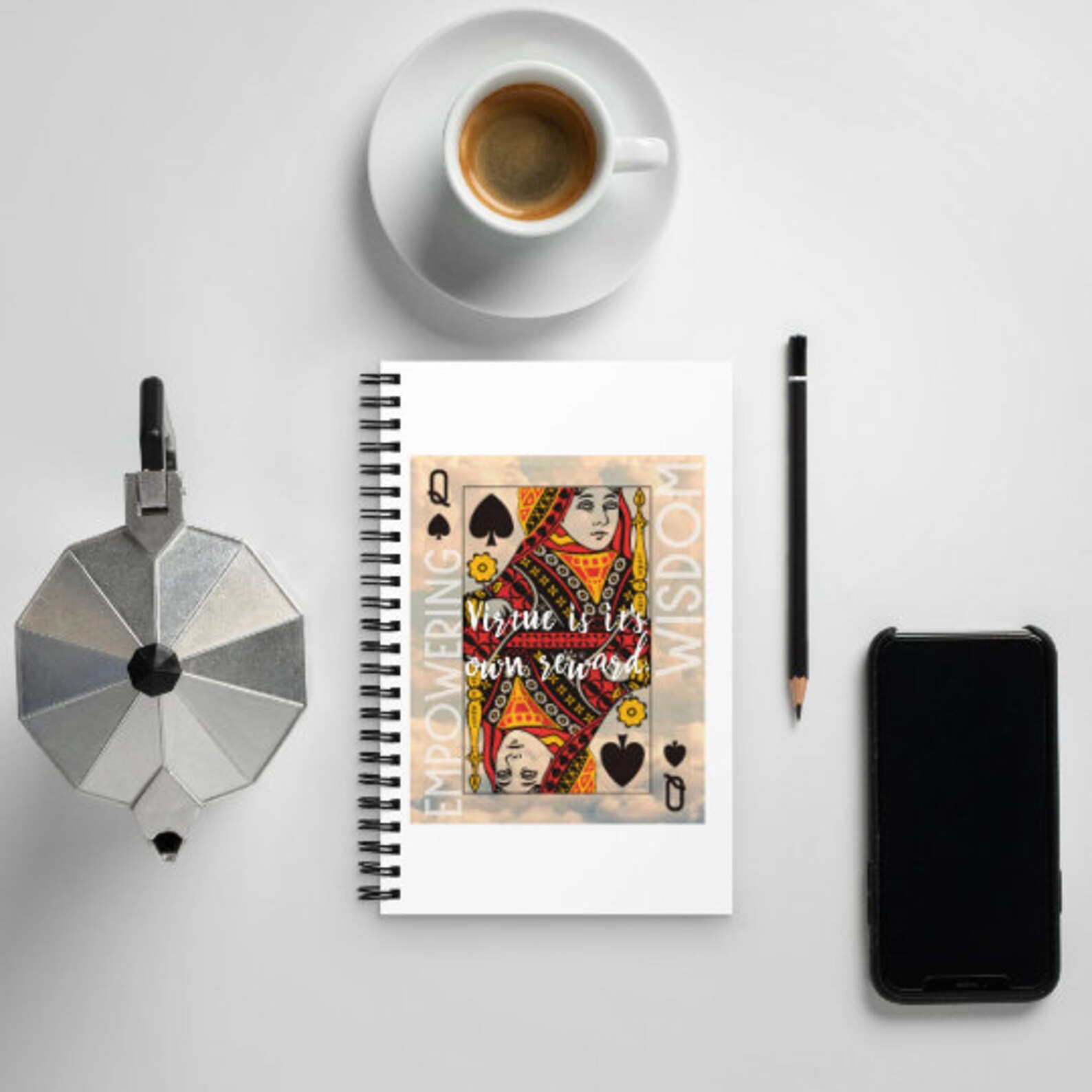 Queen of Spades Spiral Notebook Playing Card Divination Art - Etsy