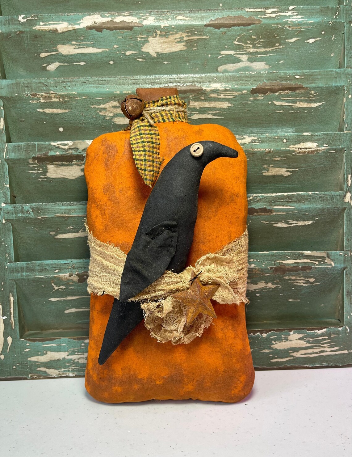 Primitive Pumpkin, Crow, Shelf Sitter, Halloween, Fall Decor - Etsy
