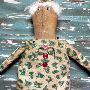 Primitive Mrs. Claus - Rustic Christmas Decor - Wall Hanger - Shelf ...