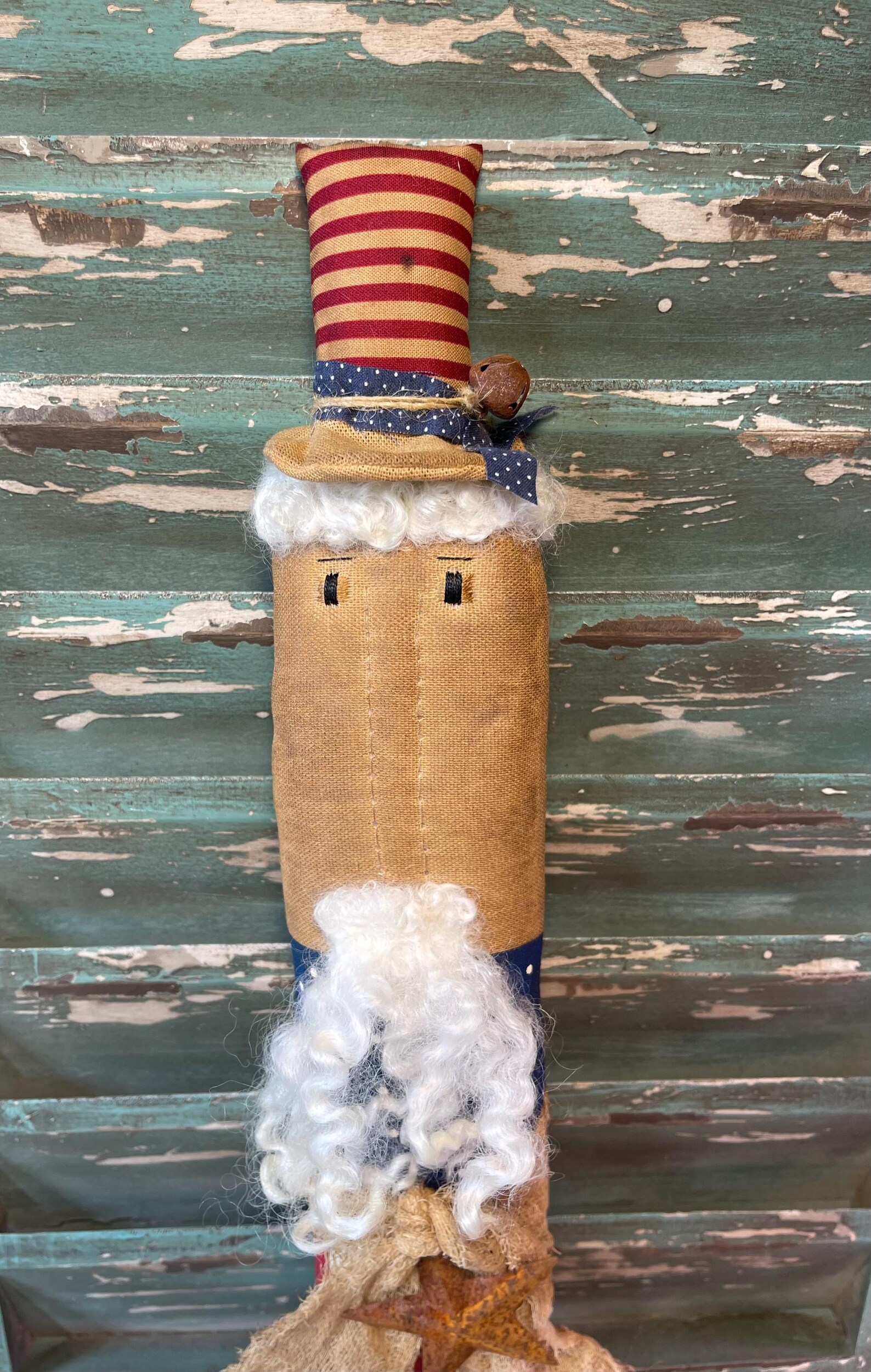 Primitive Uncle Sam Stump Doll: Patriotic Shelf Sitter Americana Folk ...