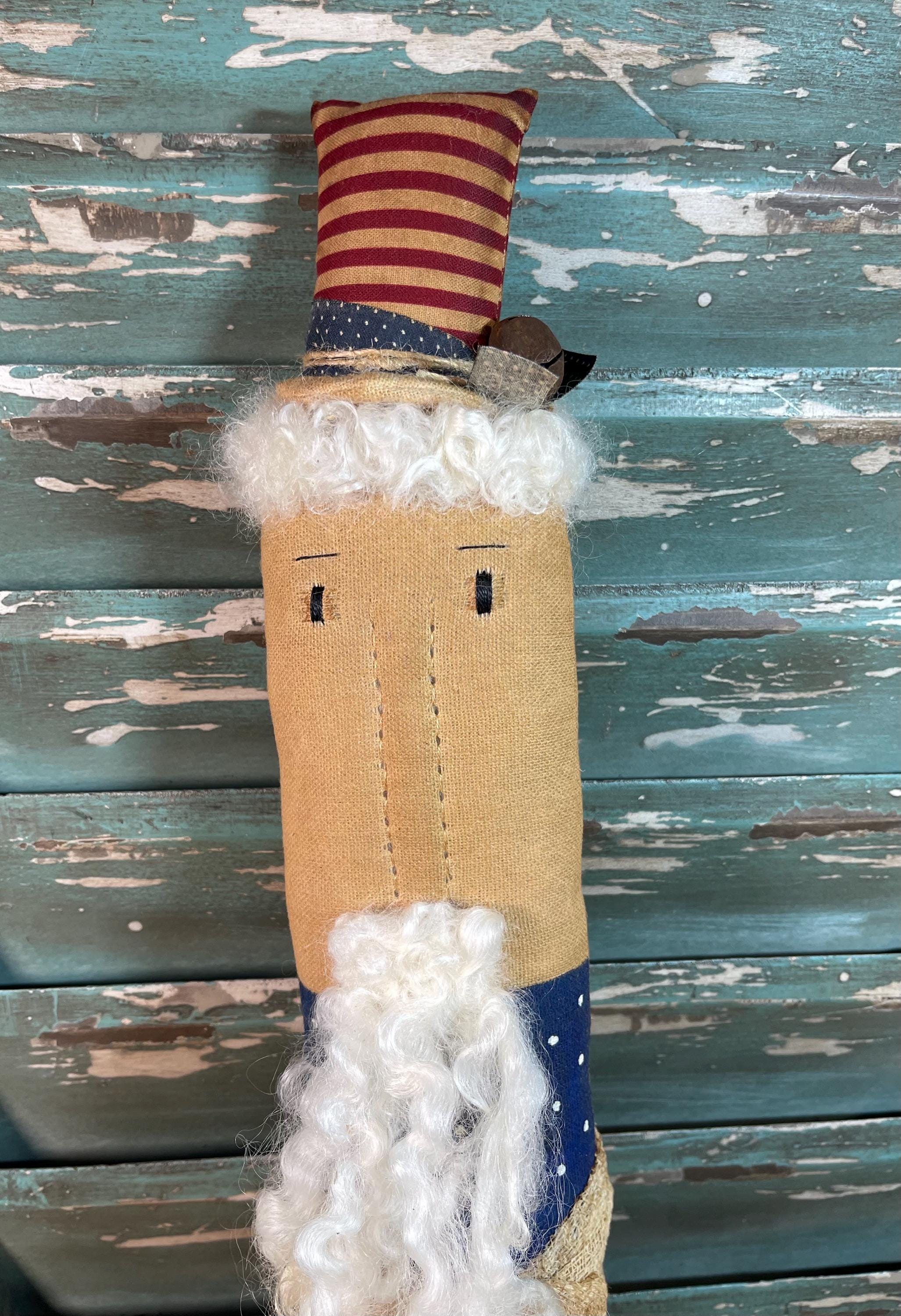 Primitive Uncle Sam Stump Doll: Patriotic Shelf Sitter Americana Folk ...