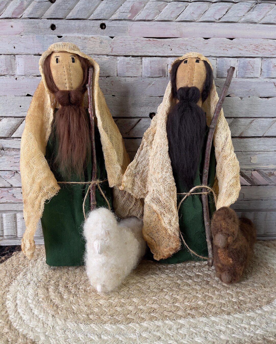 Primitive Shepherd With Sheep - Rustic Nativity - Farmhouse Christmas ...