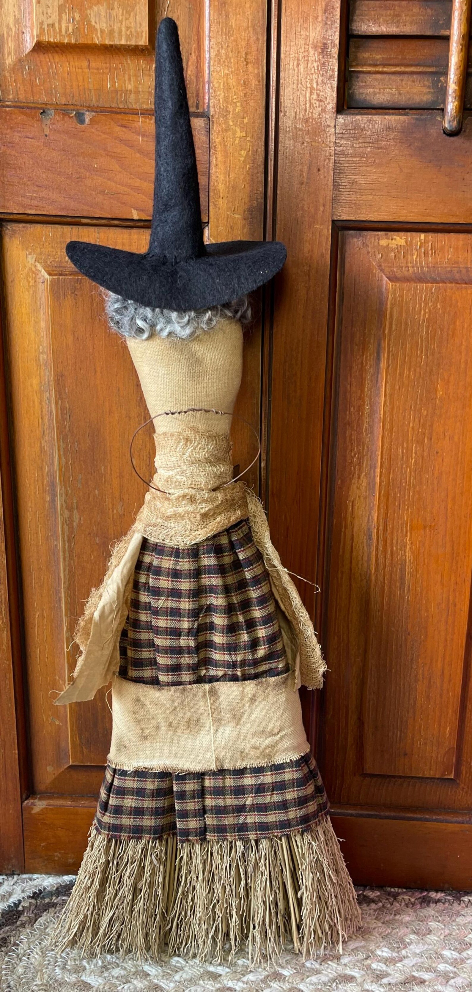 Primitive Witch Wall Hanging - Rustic Halloween Decor - Witch Broom Art ...
