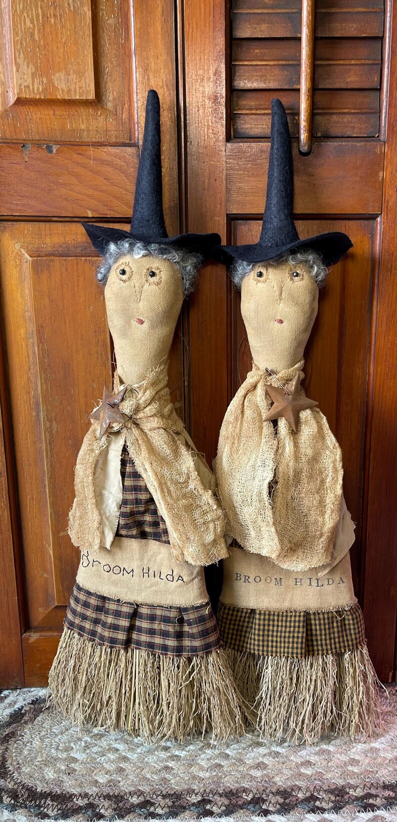 Primitive Witch Wall Hanging - Rustic Halloween Decor - Witch Broom Art ...