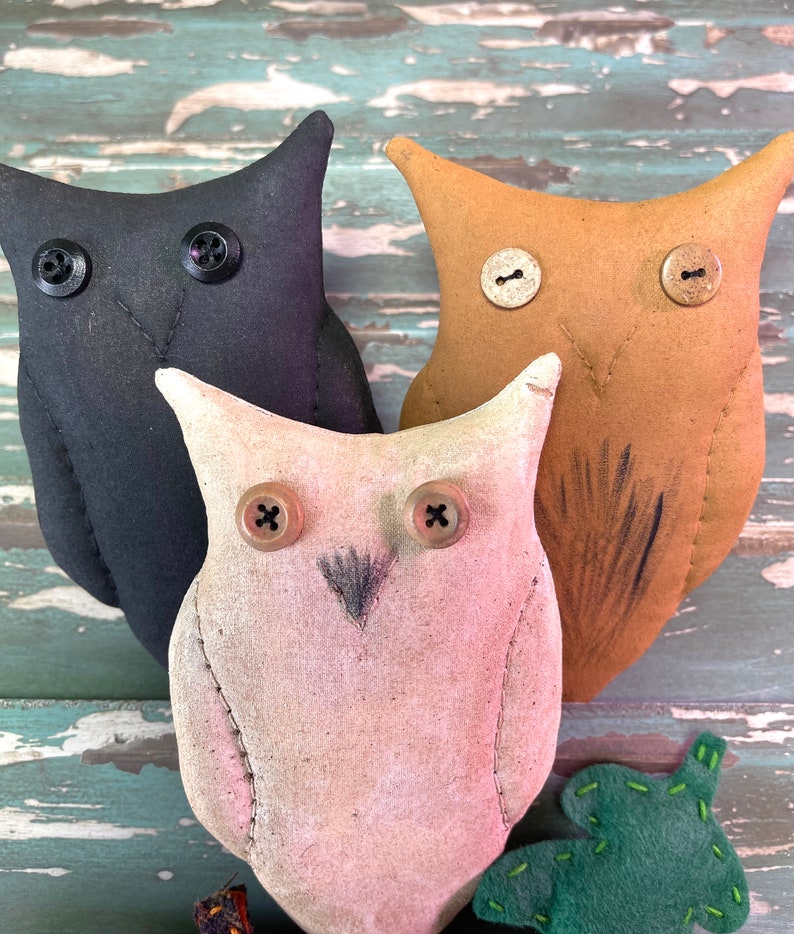 Primitive Owls With Acorn and Leaf - Bowl Fillers - Fall Decor - Etsy