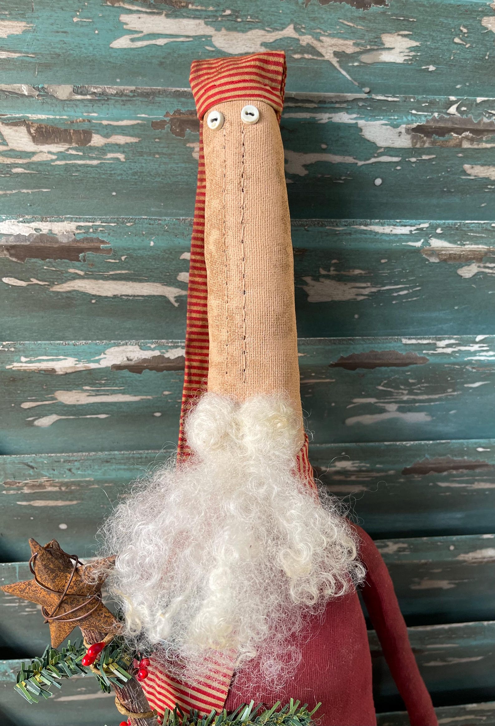 Primitive Skinny Santa With Tree - Handmade Christmas Decor - Farmhouse ...
