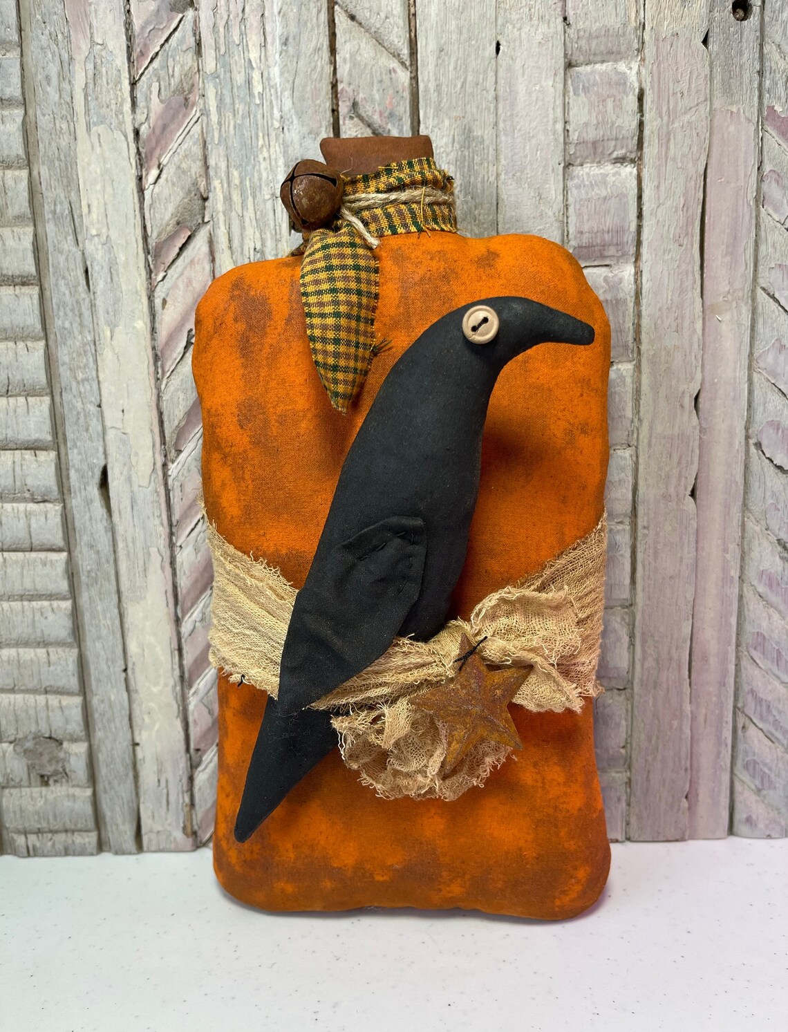 Primitive Pumpkin, Crow, Shelf Sitter, Halloween, Fall Decor - Etsy