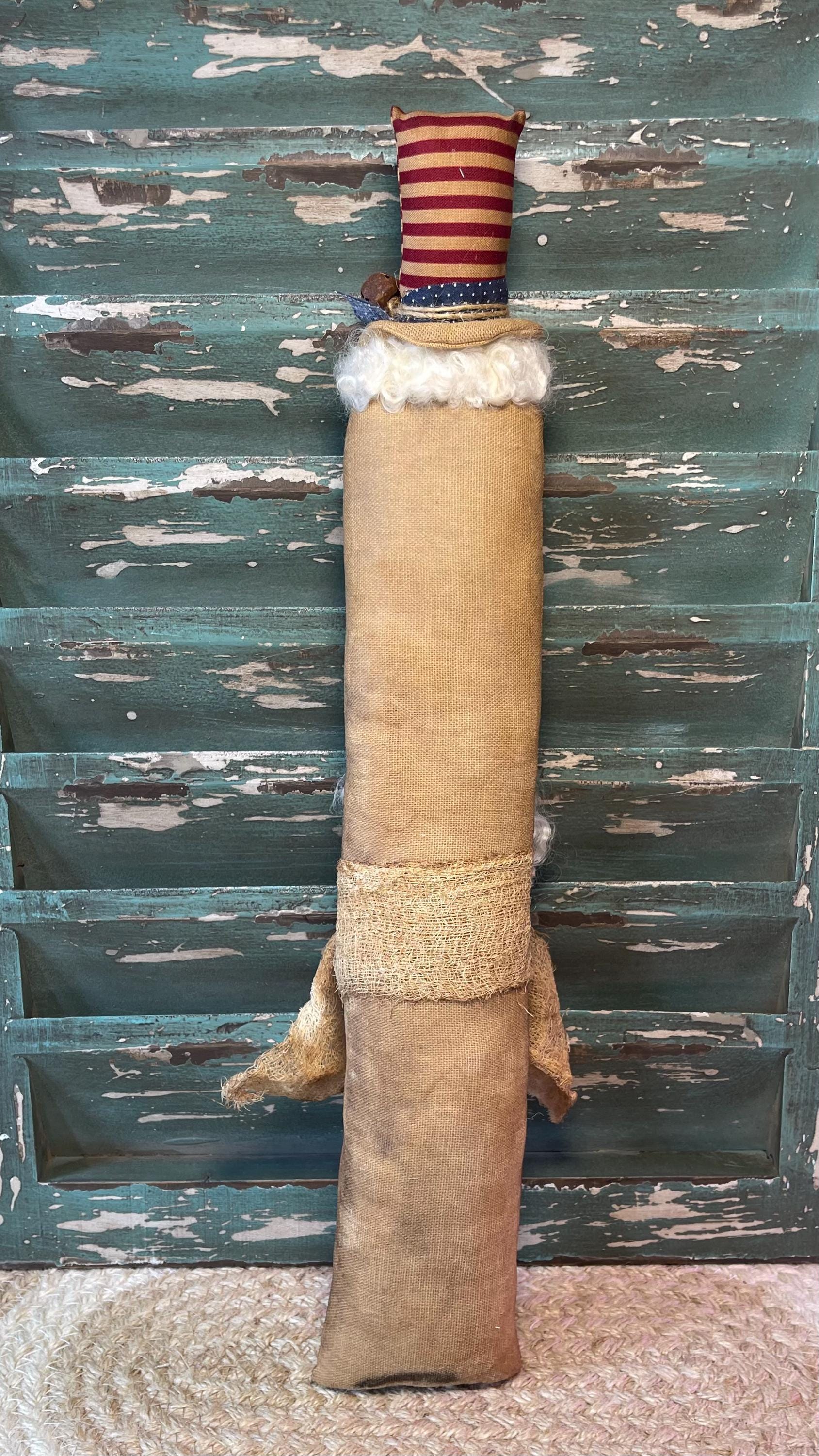 Primitive Uncle Sam Stump Doll: Patriotic Shelf Sitter Americana Folk ...