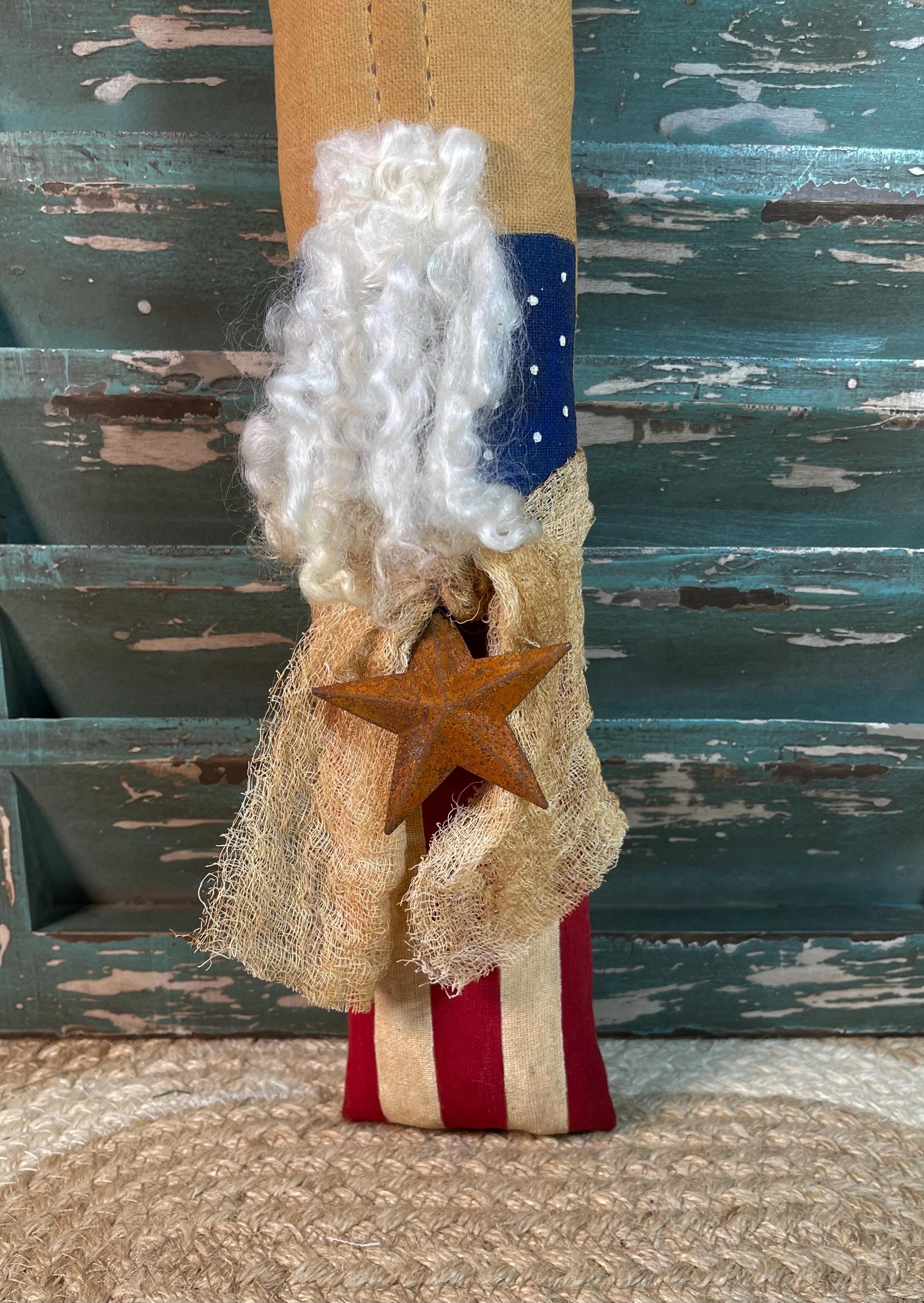 Primitive Uncle Sam Stump Doll: Patriotic Shelf Sitter Americana Folk ...
