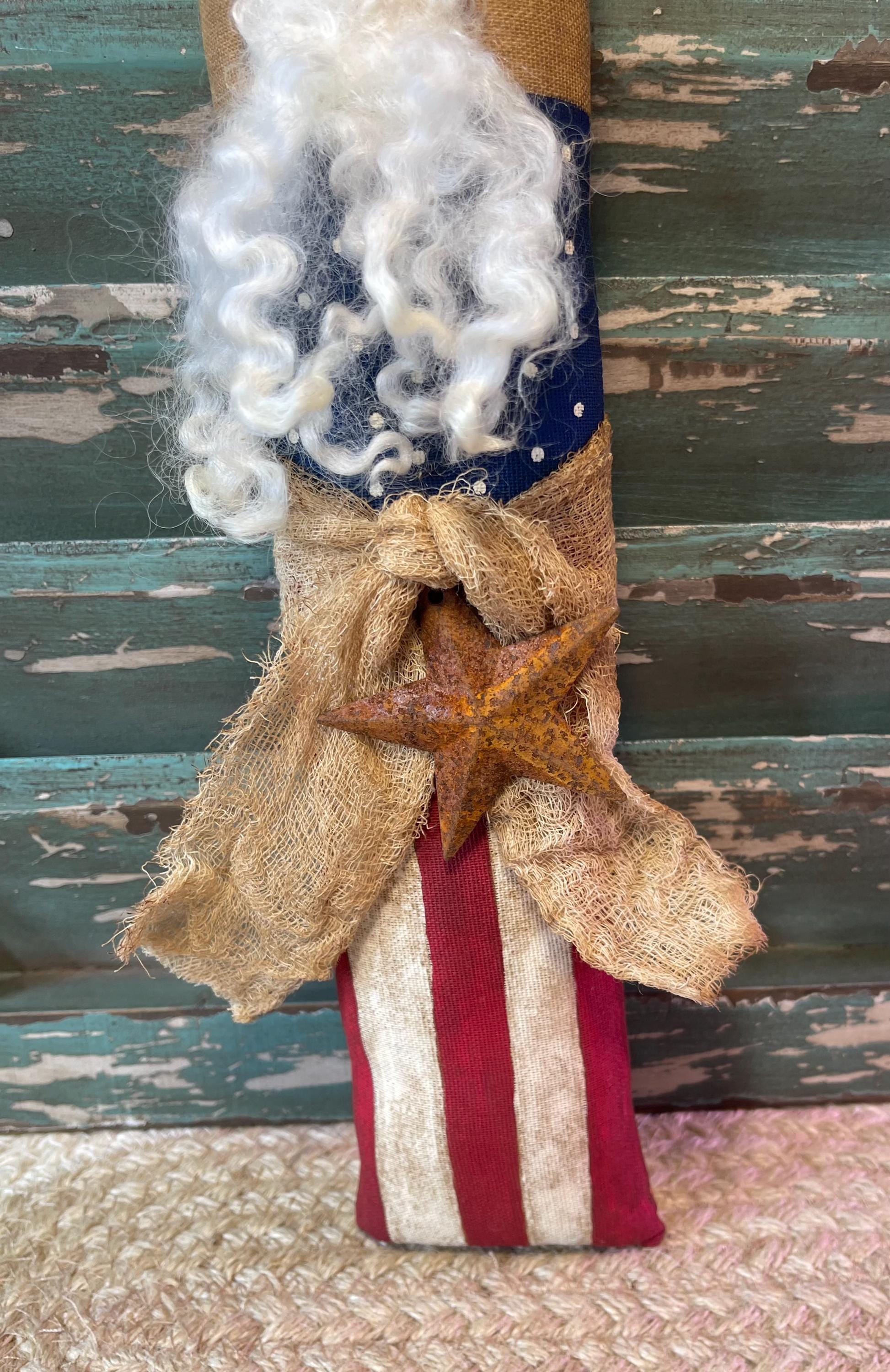 Primitive Uncle Sam Stump Doll: Patriotic Shelf Sitter Americana Folk ...
