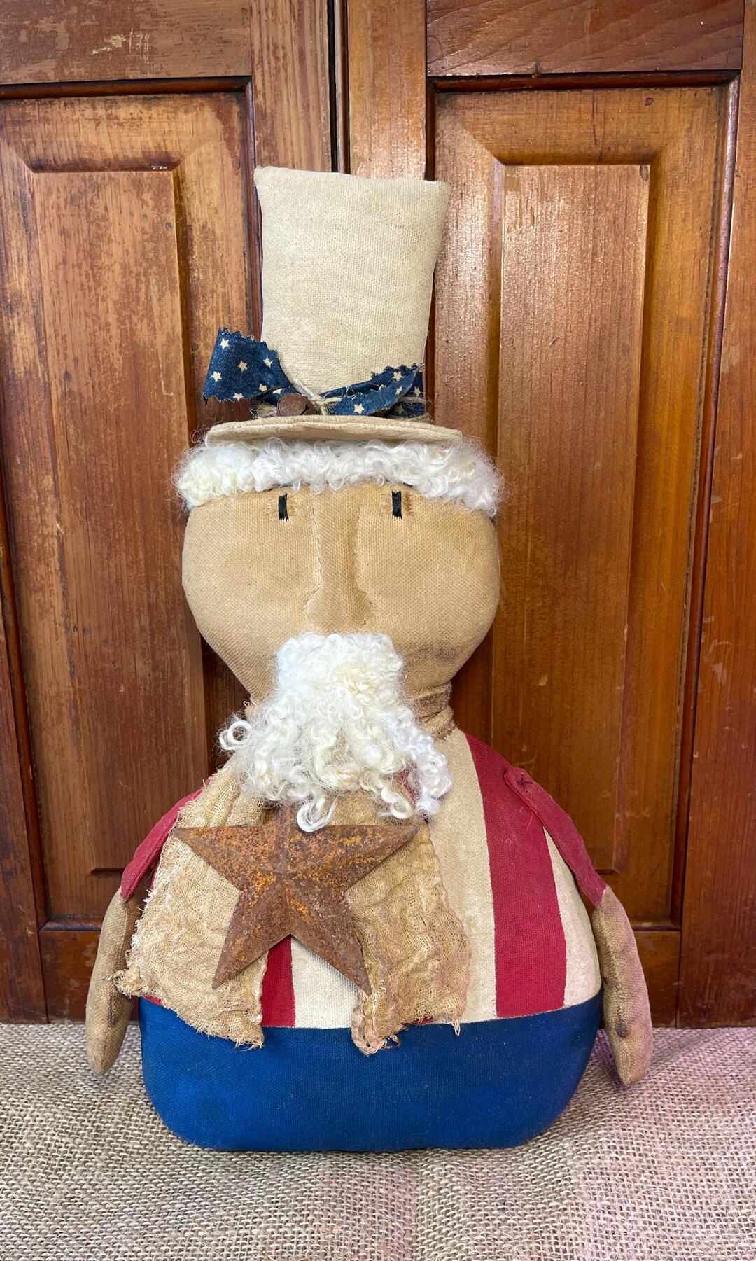 Primitive Uncle Sam Stump Doll: Patriotic Americana Shelf Sitter - Etsy