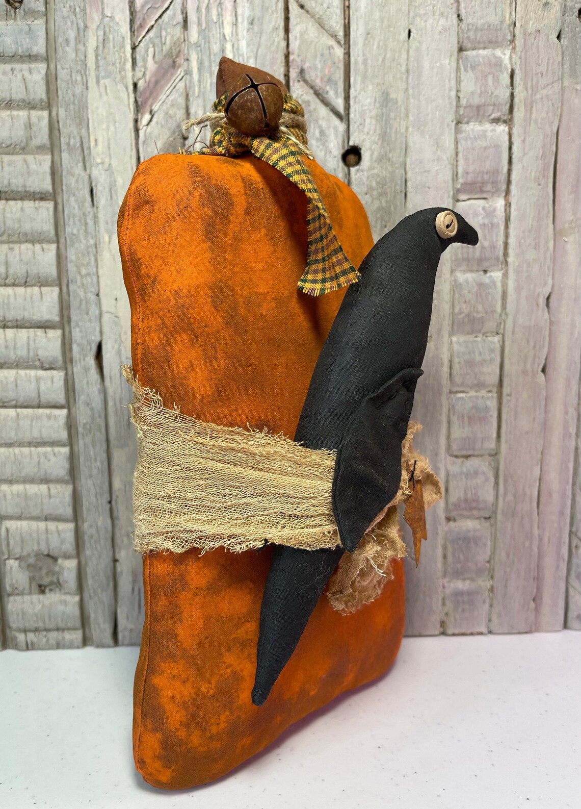 Primitive Pumpkin, Crow, Shelf Sitter, Halloween, Fall Decor - Etsy