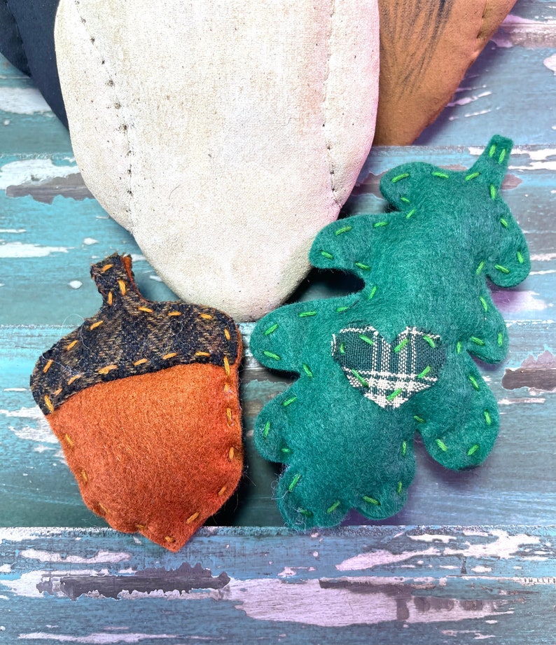 Primitive Owls With Acorn and Leaf - Bowl Fillers - Fall Decor - Etsy