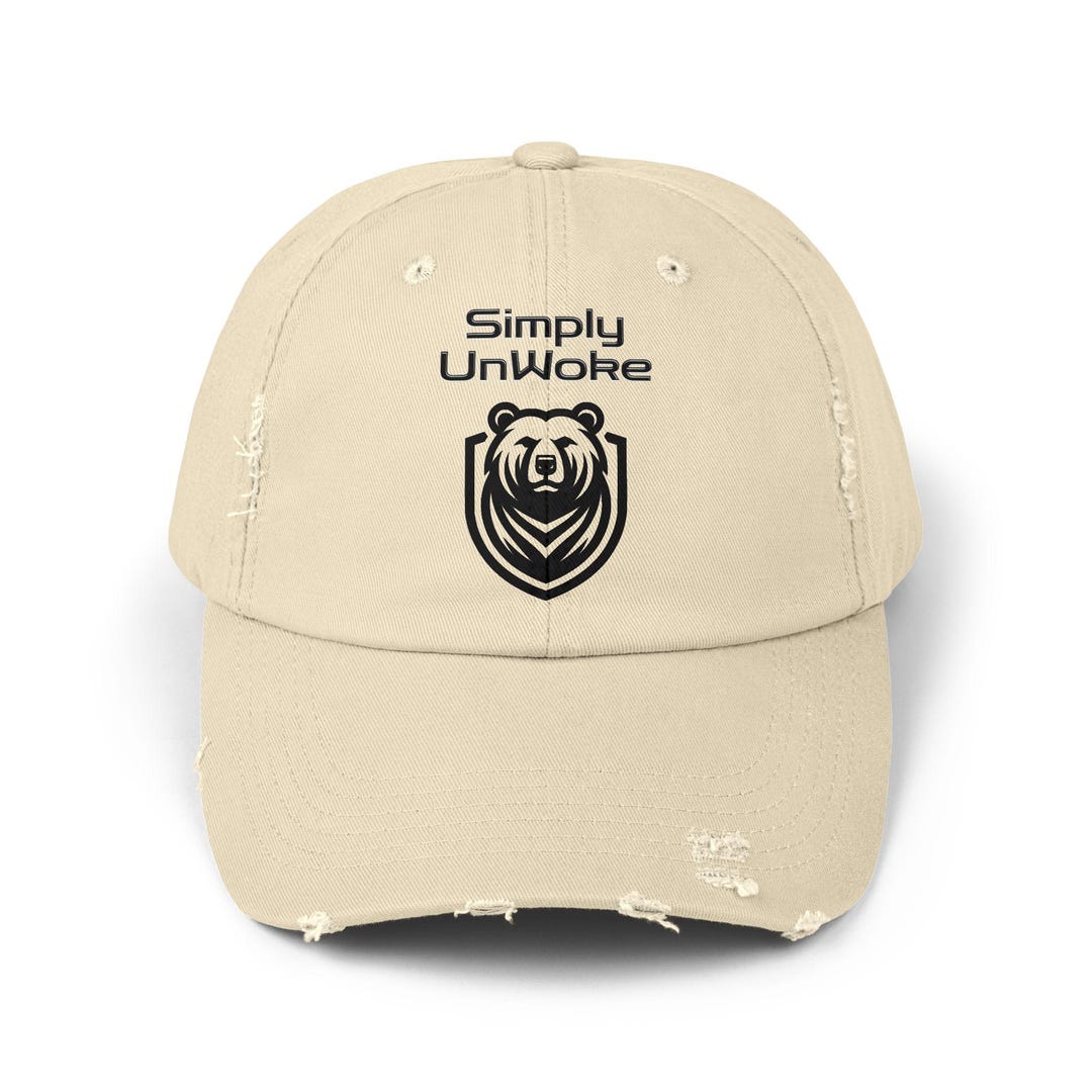 Distressed Cap, Simply Unwoke Logo Bear Graphic Hat, Gift for Him, Gift ...
