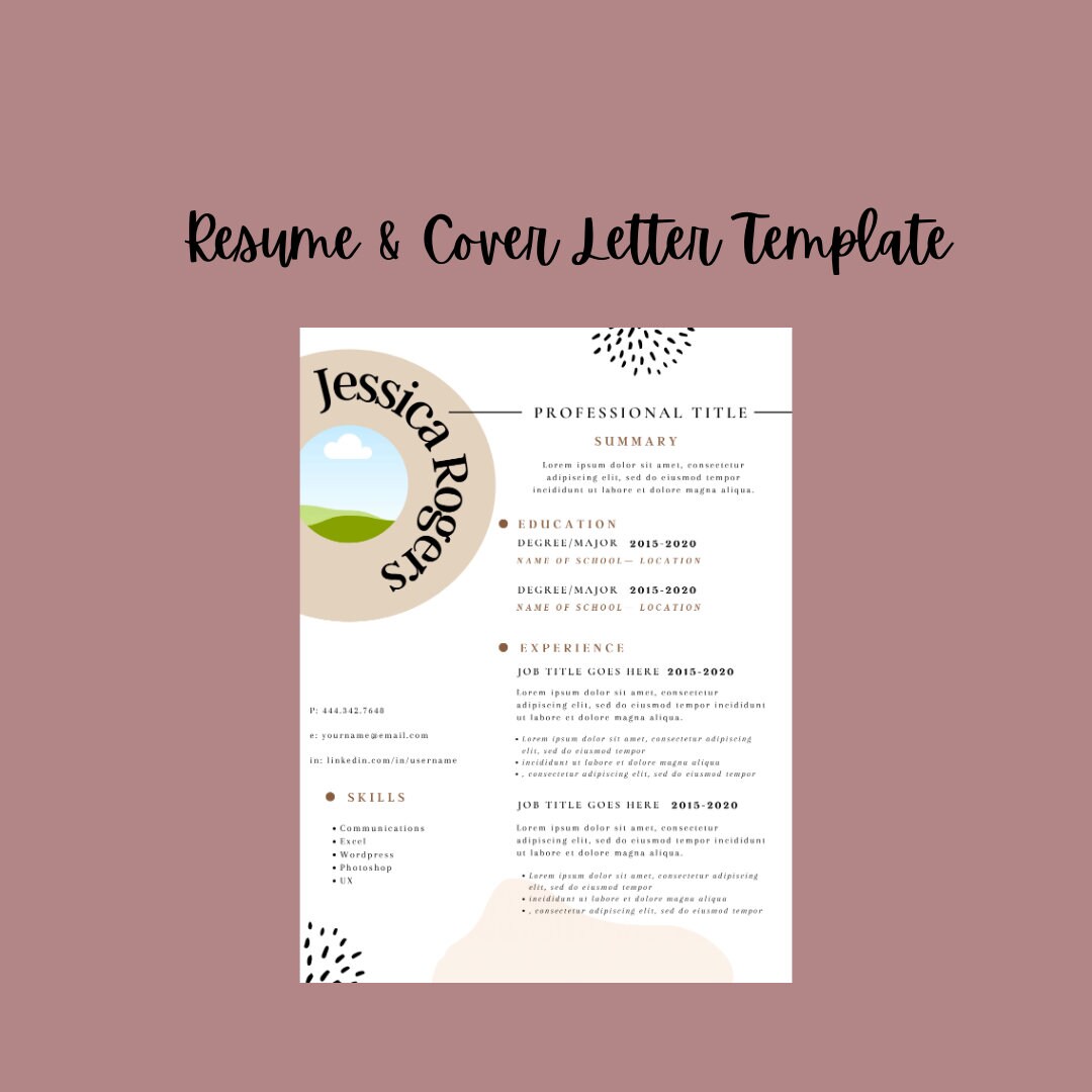 Resume & Cover Letter Template - Etsy