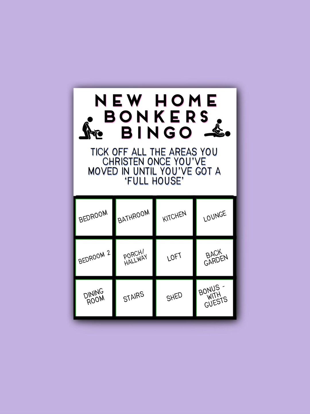 New Home Bonkers Bingo Card Funny, Rude, Cheeky Greetings Card Envelope ...