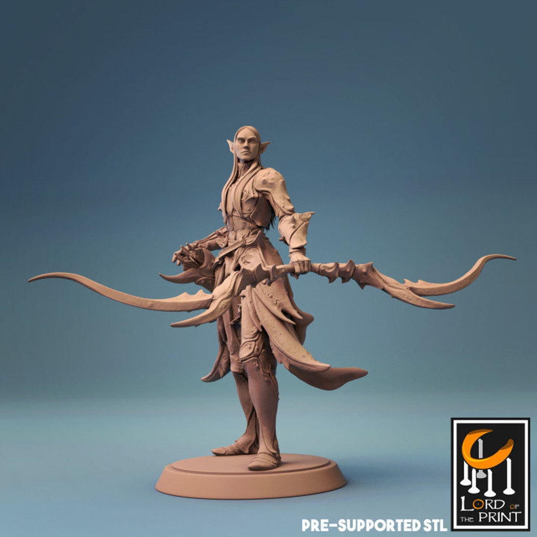 Elf Warrior Bow 3D Printed Model Dnd resin 7k Ultra High Quality Model ...