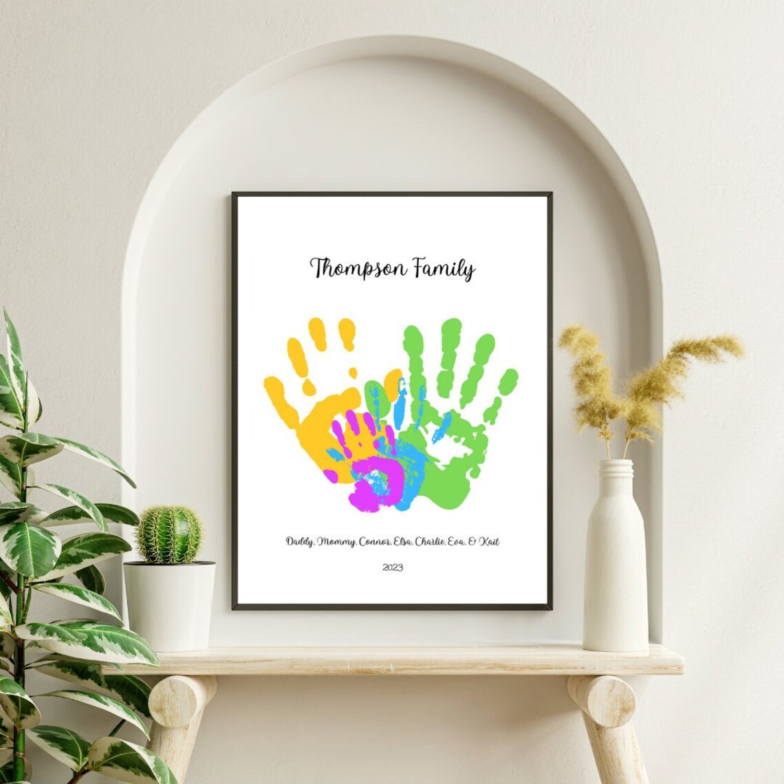 Family Handprint Art Printable - Download Custom Name File - Etsy