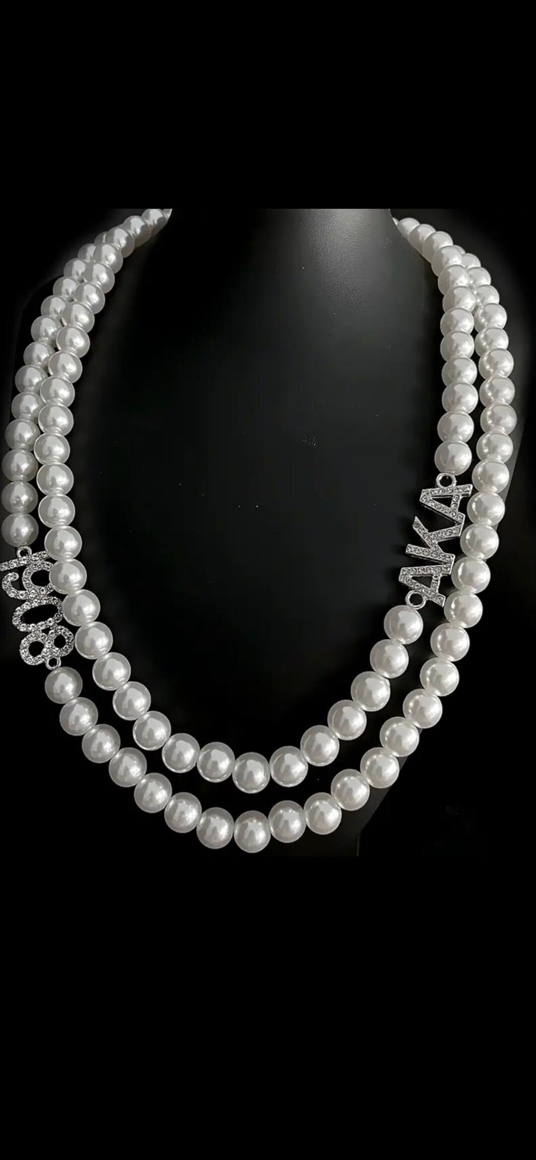 AKA Alpha Kappa Alpha Pearl Rhinstone 2 Strand Necklace - Etsy