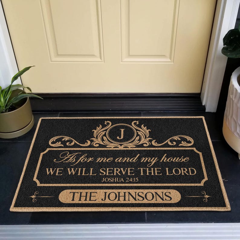 We'll Serve the Lord, Personalized Doormat, Christan Doormat, Scripture ...