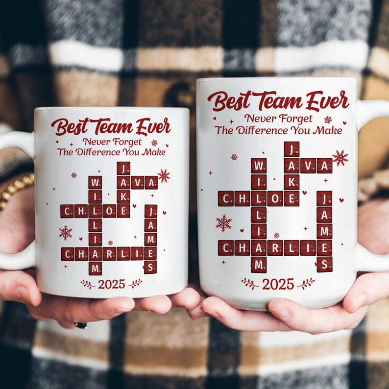Personalized Best Team Ever Scrabble Mug, Team Names Puzzle Mug, Best ...