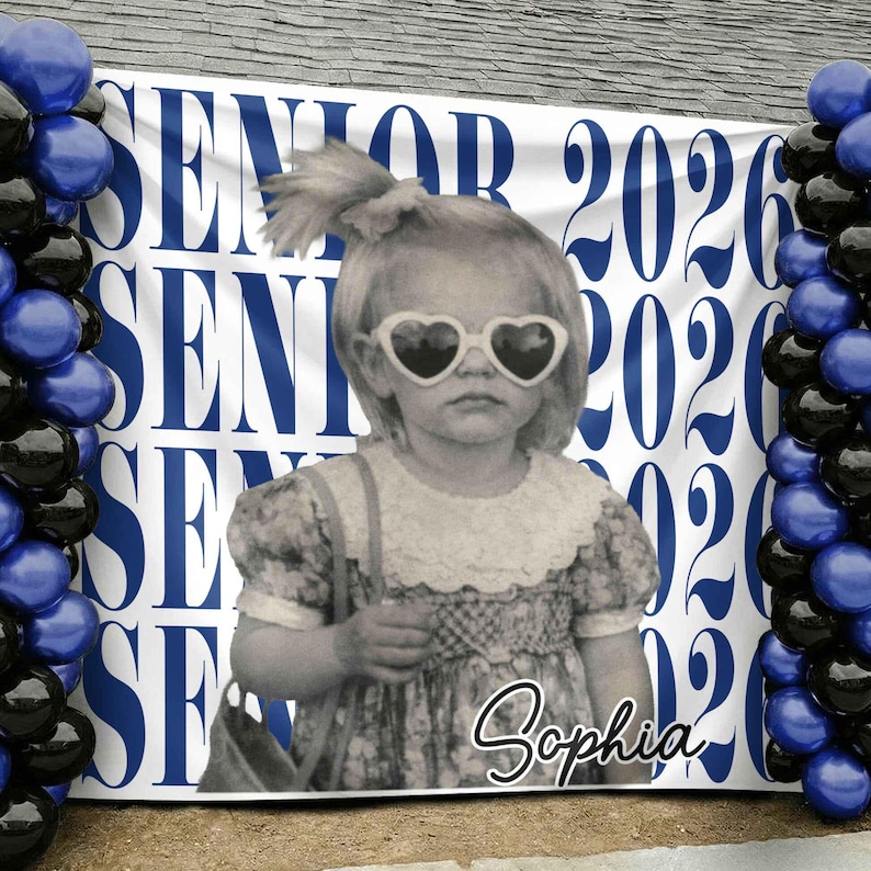 Personalized Senior Vintage Photo Backdrop, Class of 2026 Party Decor ...