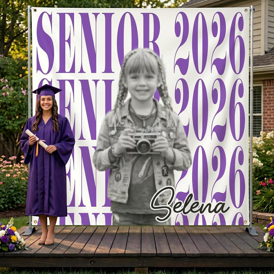 Personalized Senior Vintage Photo Backdrop, Class of 2026 Party Decor ...