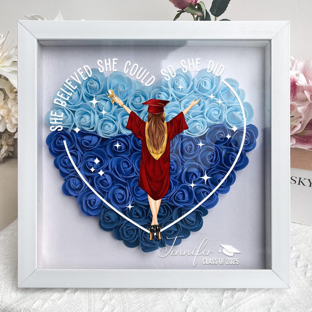 Personalized Graduation Flower Shadow Box: Class of 2025 Gift - Etsy