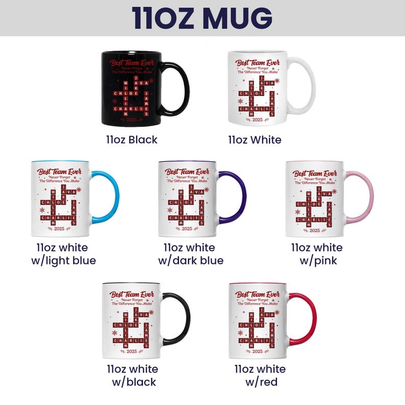 Personalized Best Team Ever Scrabble Mug, Team Names Puzzle Mug, Best ...