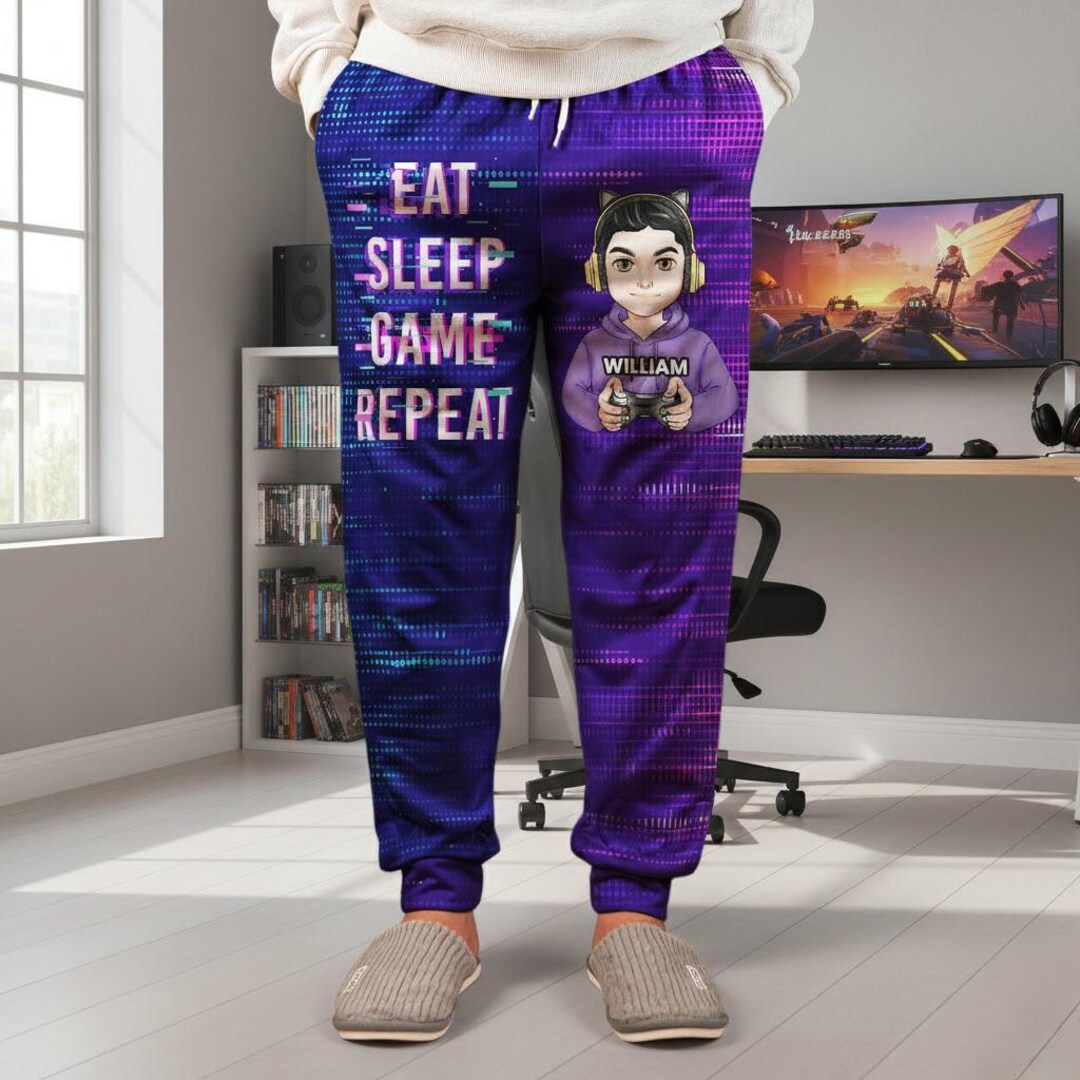 Eat Sleep Game Repeat - Personalized Sweatpants, Gamer Gift, Custom ...
