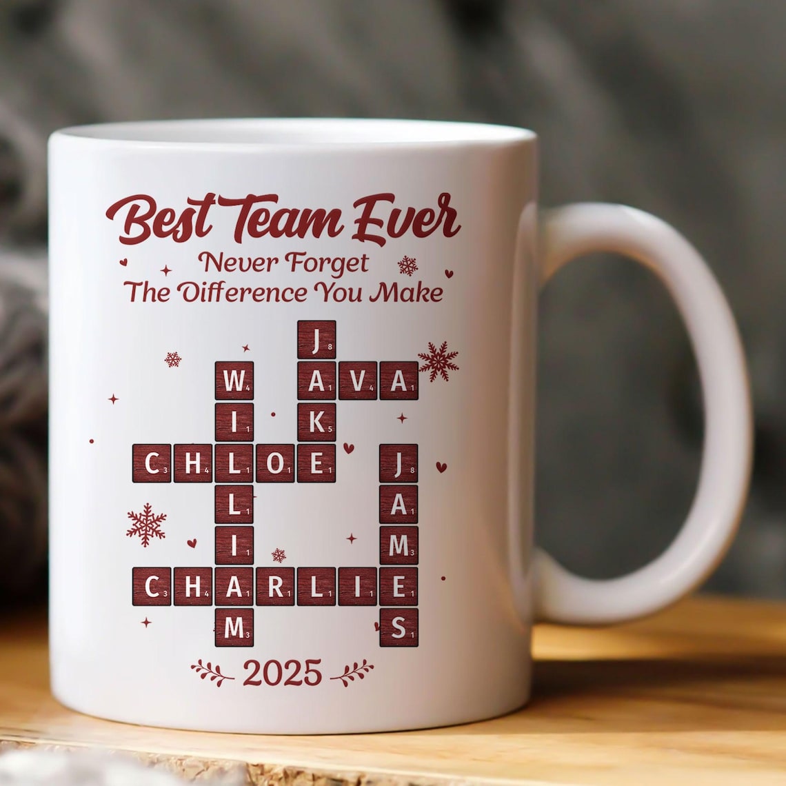 Personalized Best Team Ever Scrabble Mug, Team Names Puzzle Mug, Best ...