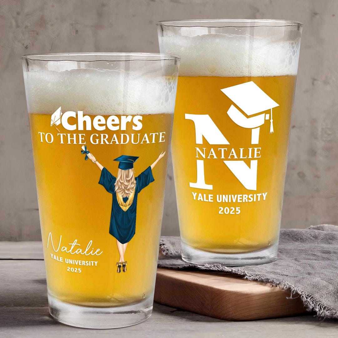 Pairs Well With Graduating - Personalized Beer Glass, Graduation Gift ...