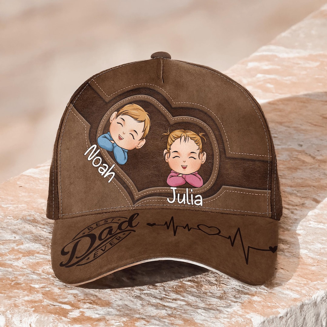 Best Dad Ever - Personalized Classic Cap, Father's Day Gift, Custom Kid ...