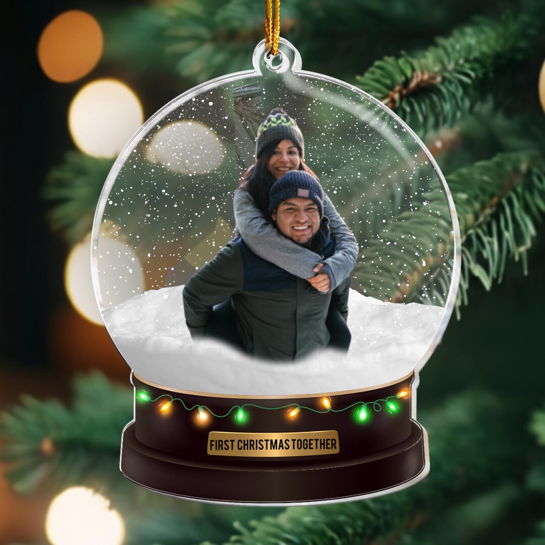 Personalized Photo Christmas Ornament: Couple's 1st Christmas Keepsake ...