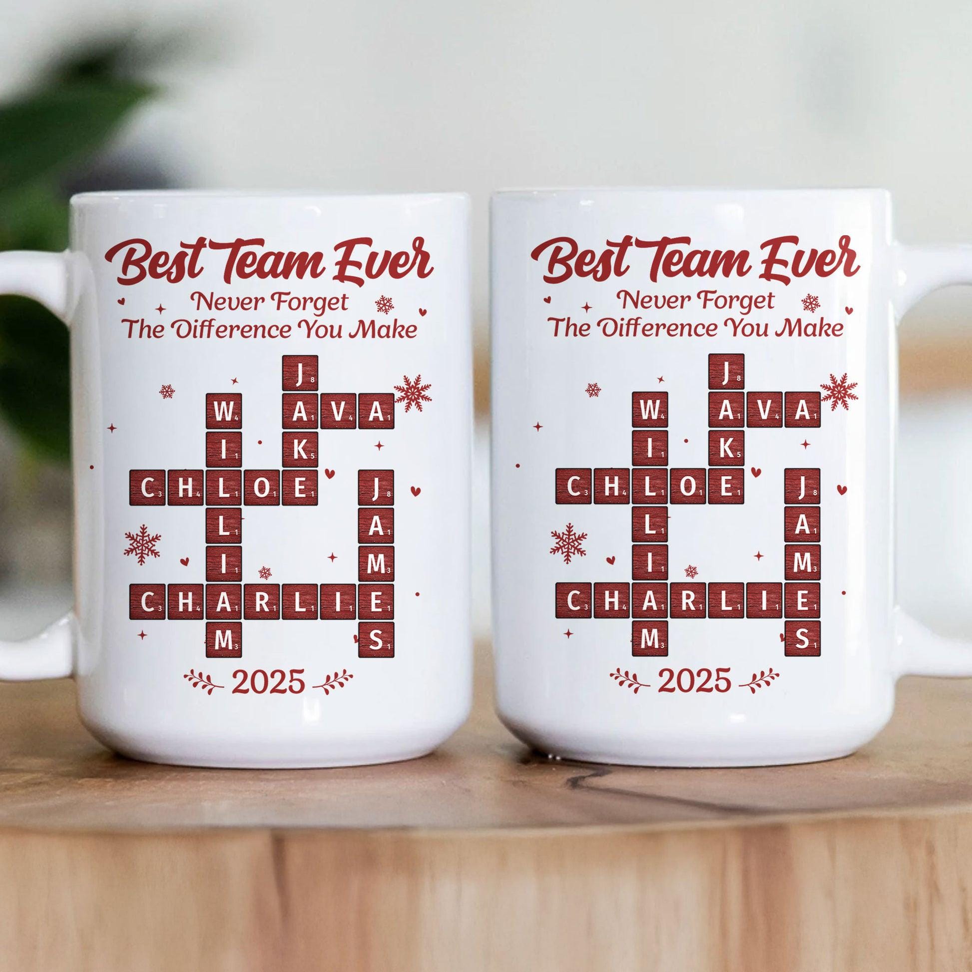 Personalized Best Team Ever Scrabble Mug, Team Names Puzzle Mug, Best ...