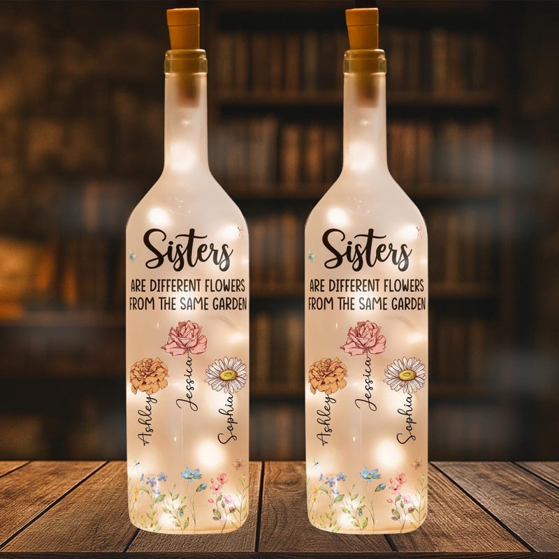 Sisters Lighted Glass Bottle - Etsy UK
