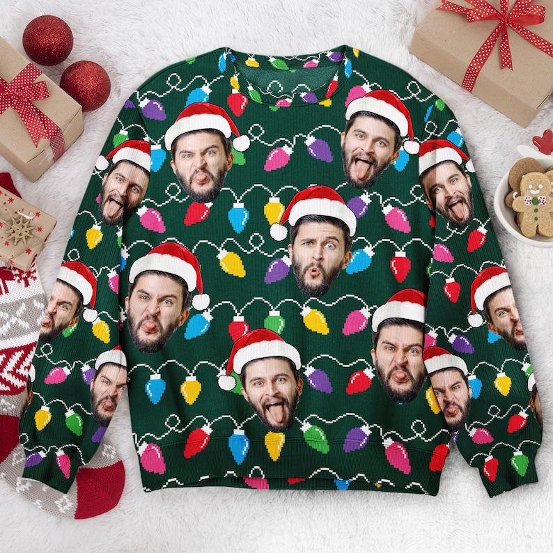 Custom Face Funny Christmas Silly Leds Light for Men, Personalized ...