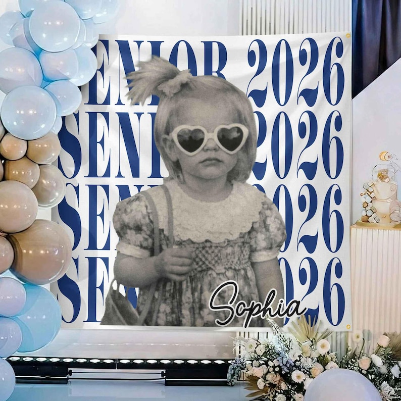 Personalized Senior Vintage Photo Backdrop, Class of 2026 Party Decor ...