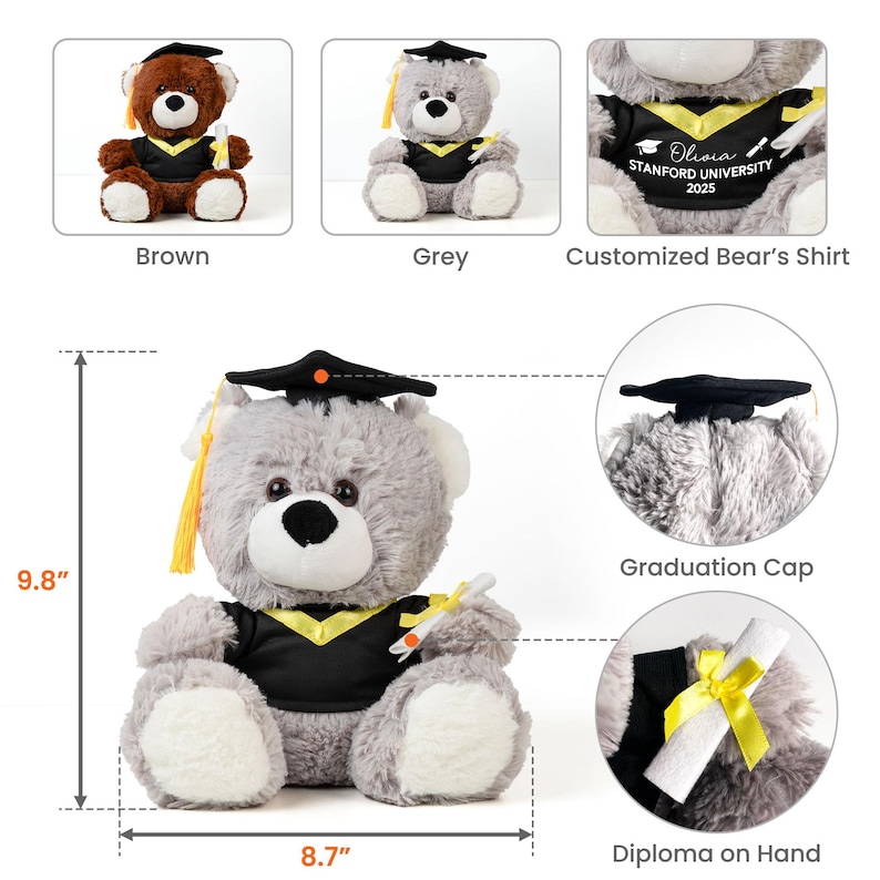 Personalized Graduation Teddy Bear With Photo - Memorial Gift - Etsy